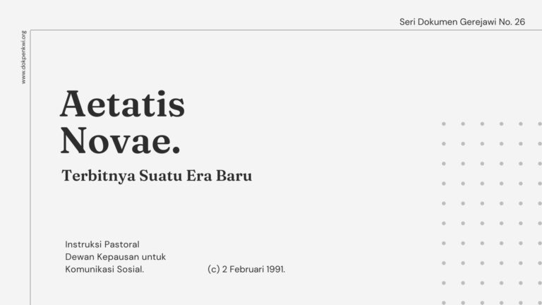 Seri Dokumen Gerejawi No. 26: Aetatis Novae | Departemen Dokumentasi ...